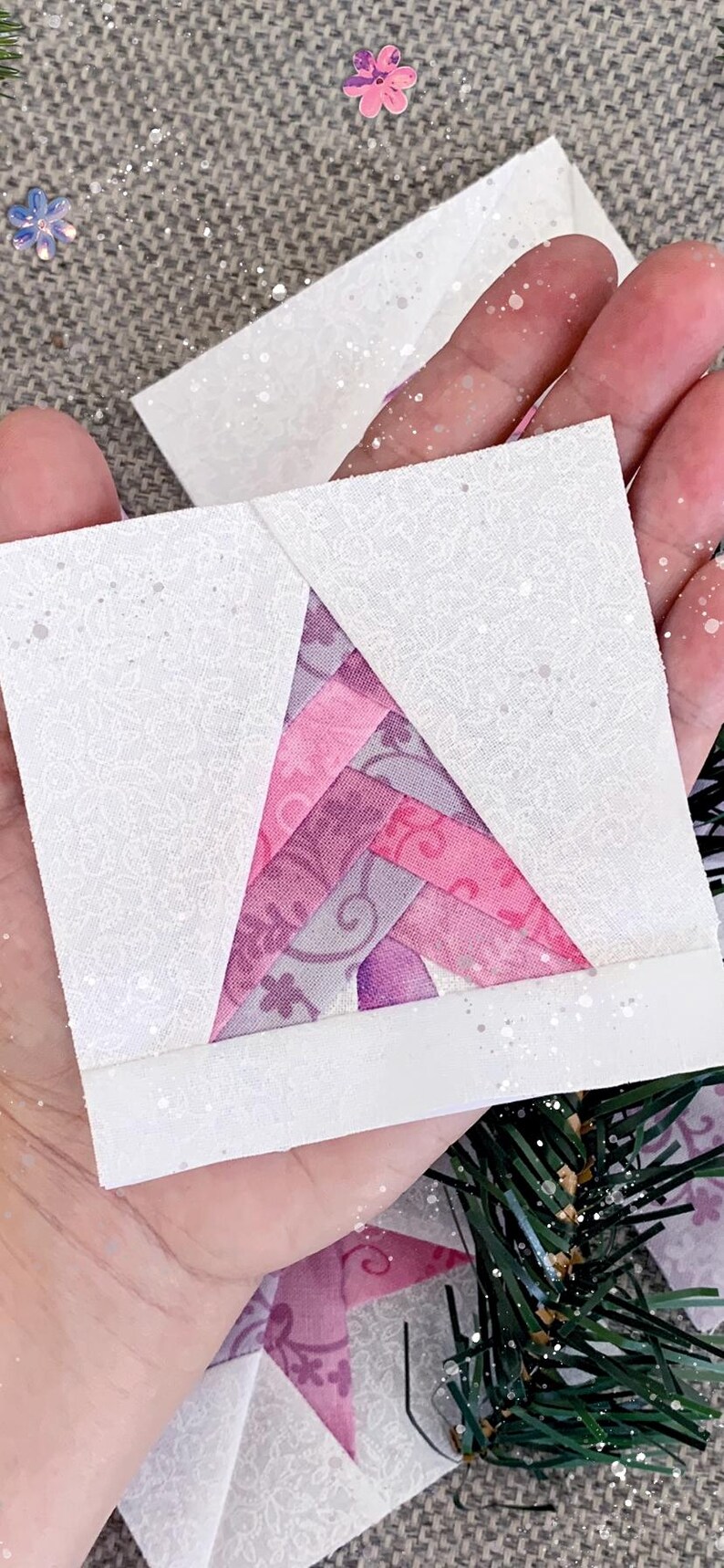 Scrappy Christmas Trees, 6" and 3", 4 Designs. Easy Single Unit FPP ...