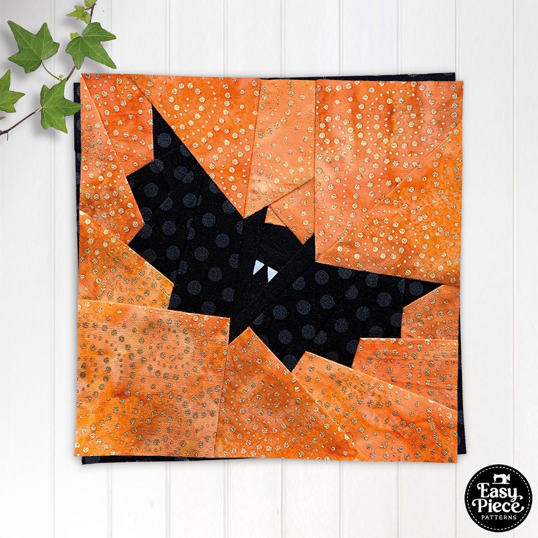 Batty Bat 8 and 10 Quilt Block Patterns Halloween Foundation Paper ...