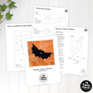 Batty Bat 5" 6" 8" and 10" Quilt Block Patterns, PLUS Flipped and ...