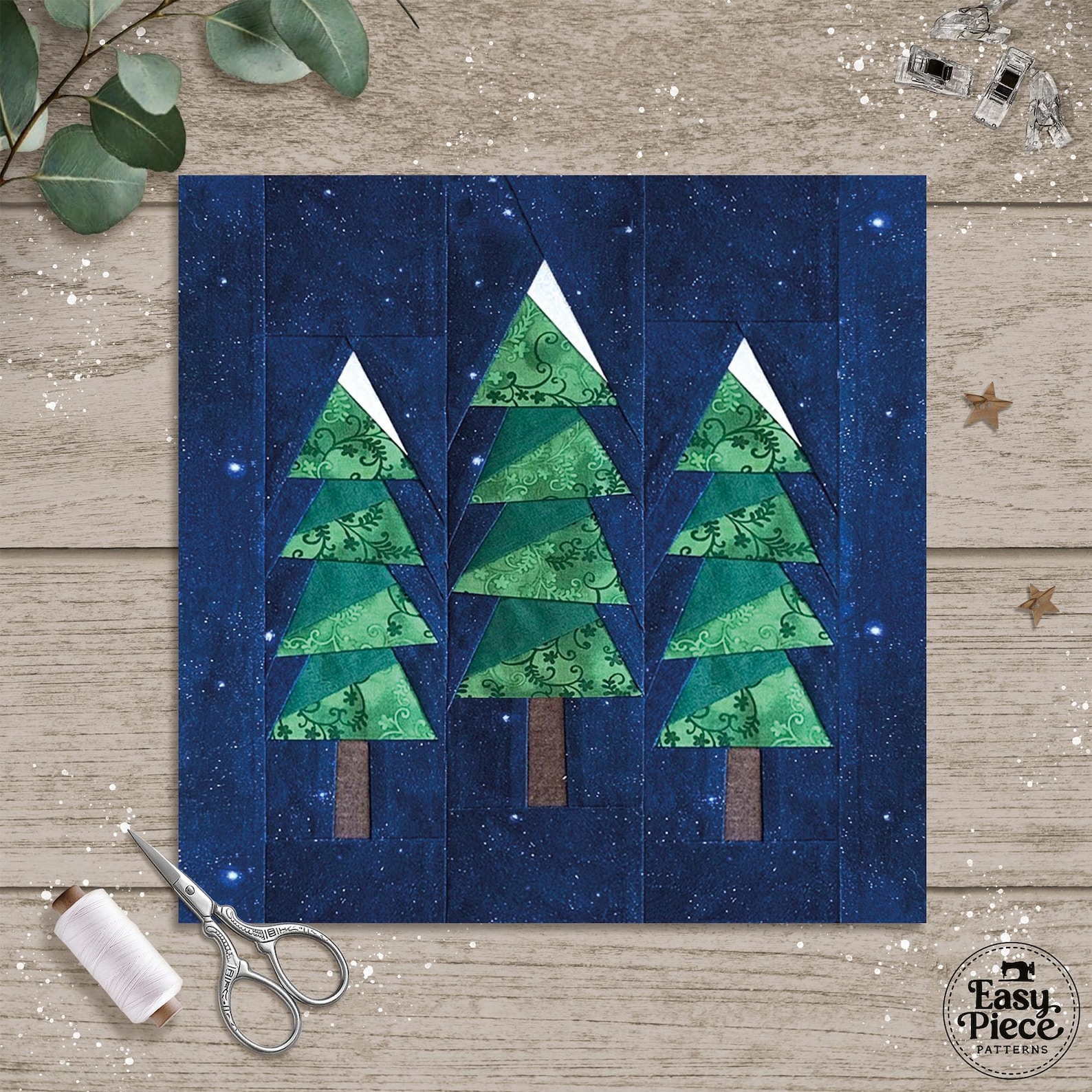 Forest in 3 Sizes, 8" 10" 12" Square. FPP Foundation Paper Piecing ...