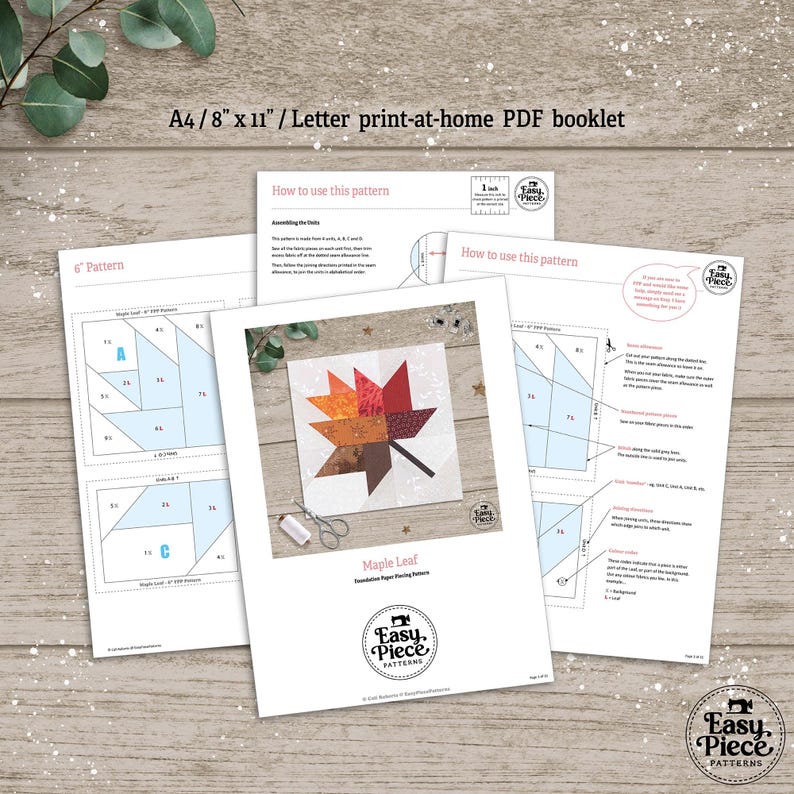 Maple Leaf in 9 Sizes, 3" 4" 5" 6" 7" 8" 9" 10" 12". FPP Foundation ...