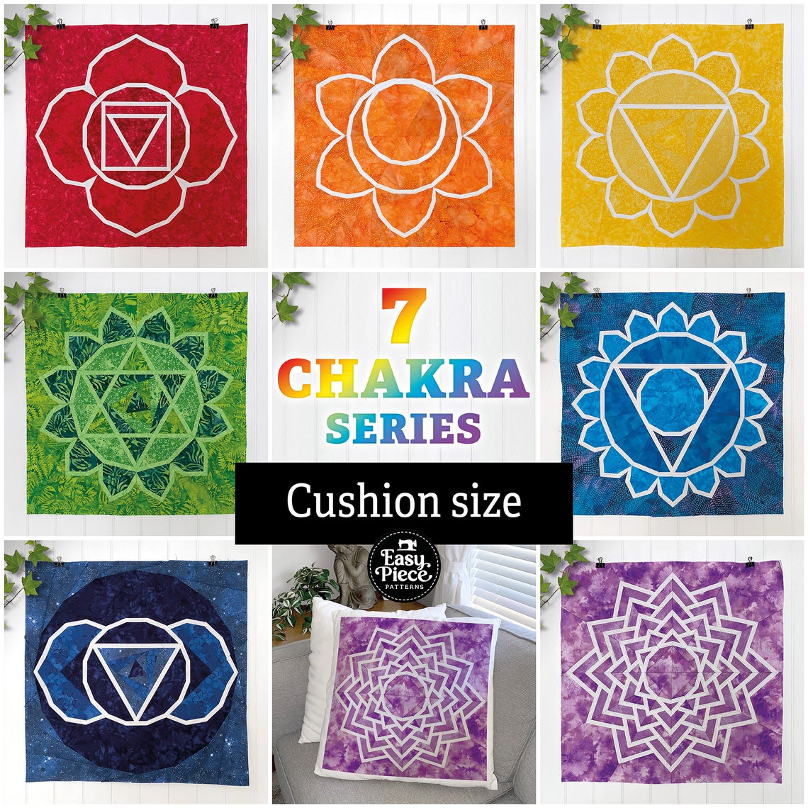 7 Chakras 7 FPP Quilt Block Patterns 50cm / 19.7 Square - Etsy