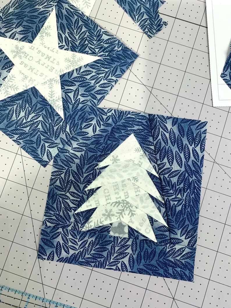 Scrappy Christmas Trees, 6" and 3", 4 Designs. Easy Single Unit FPP ...