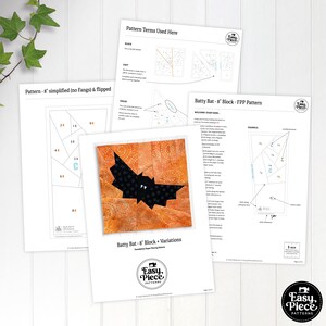 Batty Bat 5" 6" 8" and 10" Quilt Block Patterns, PLUS Flipped and ...