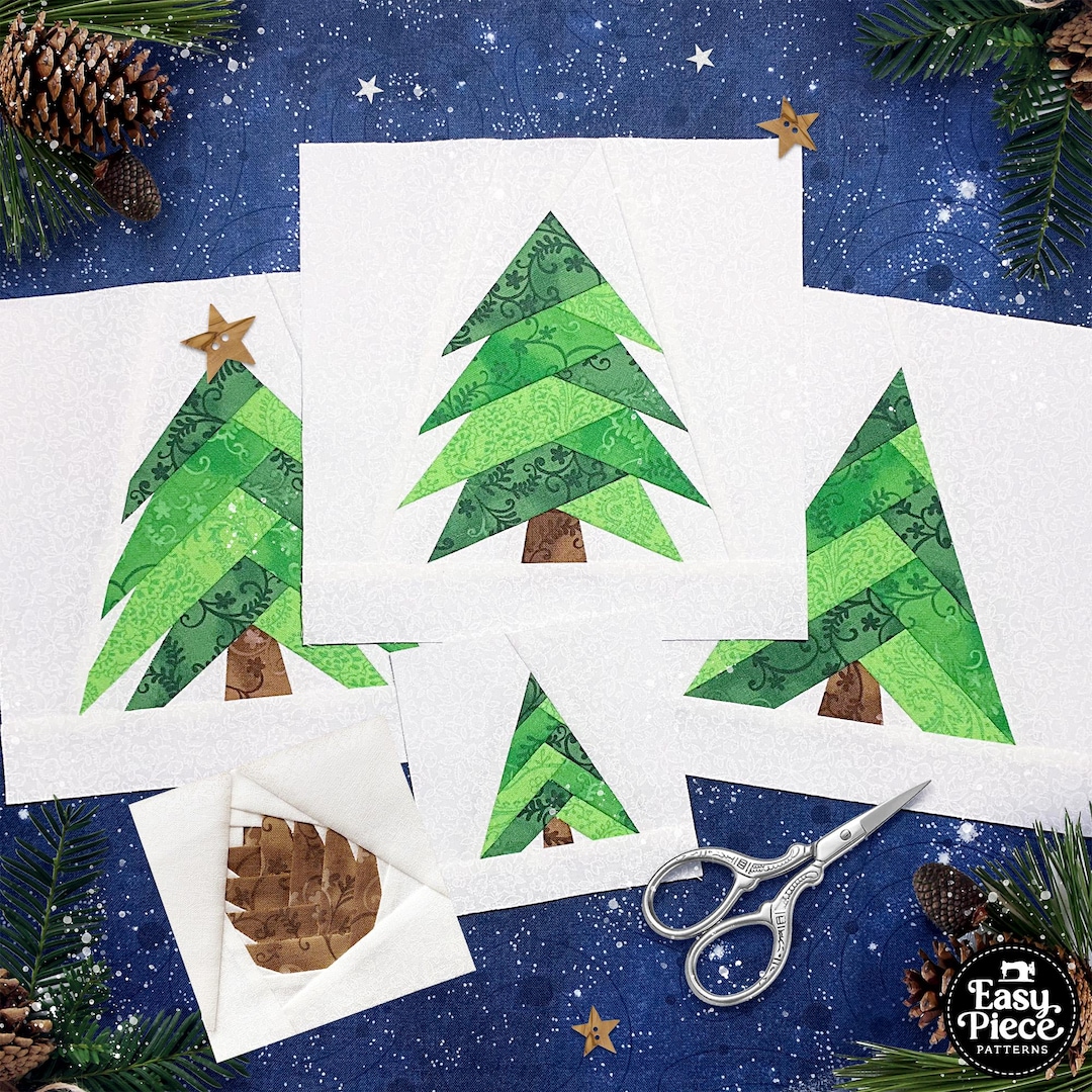 Christmas Trees & Pine Cones, 6" and 3" FPP Quilt Block Patterns. PDF ...