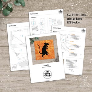Black Rat 8" 10" 12" and 18" Quilt Block Patterns, With Fangs! Make ...