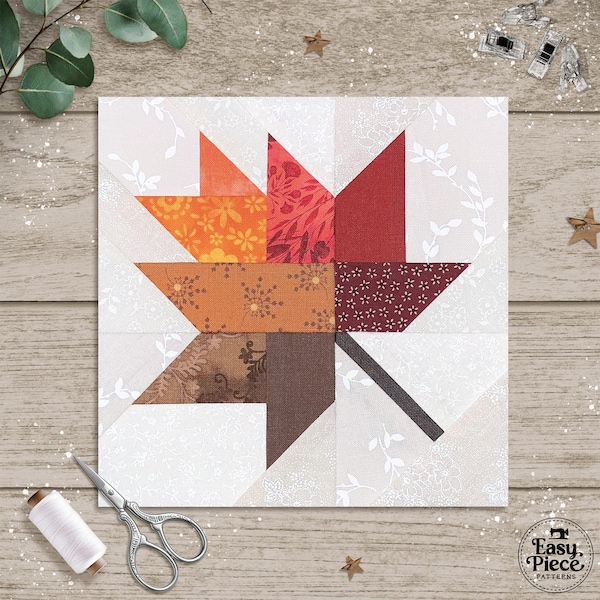 Autumn Leaf Quilt Block - Etsy UK