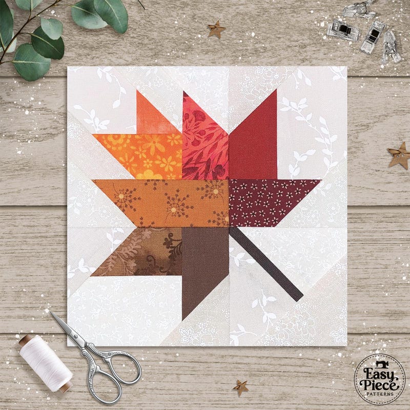 Autumn Leaf Quilt Block - Etsy UK