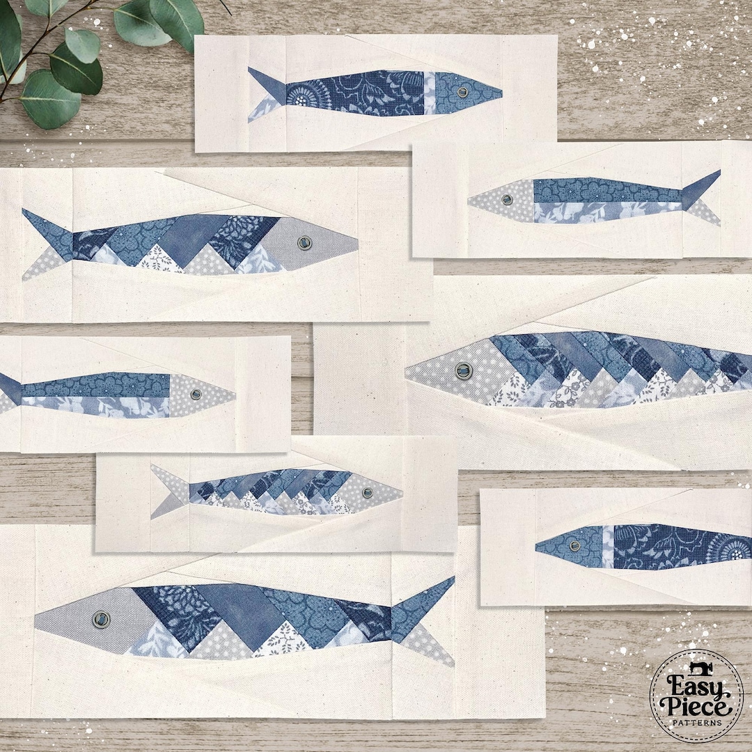 Scrappy Sardines in 3 Sizes: 6" 8" and 10". 4 Designs, PLUS Flipped ...