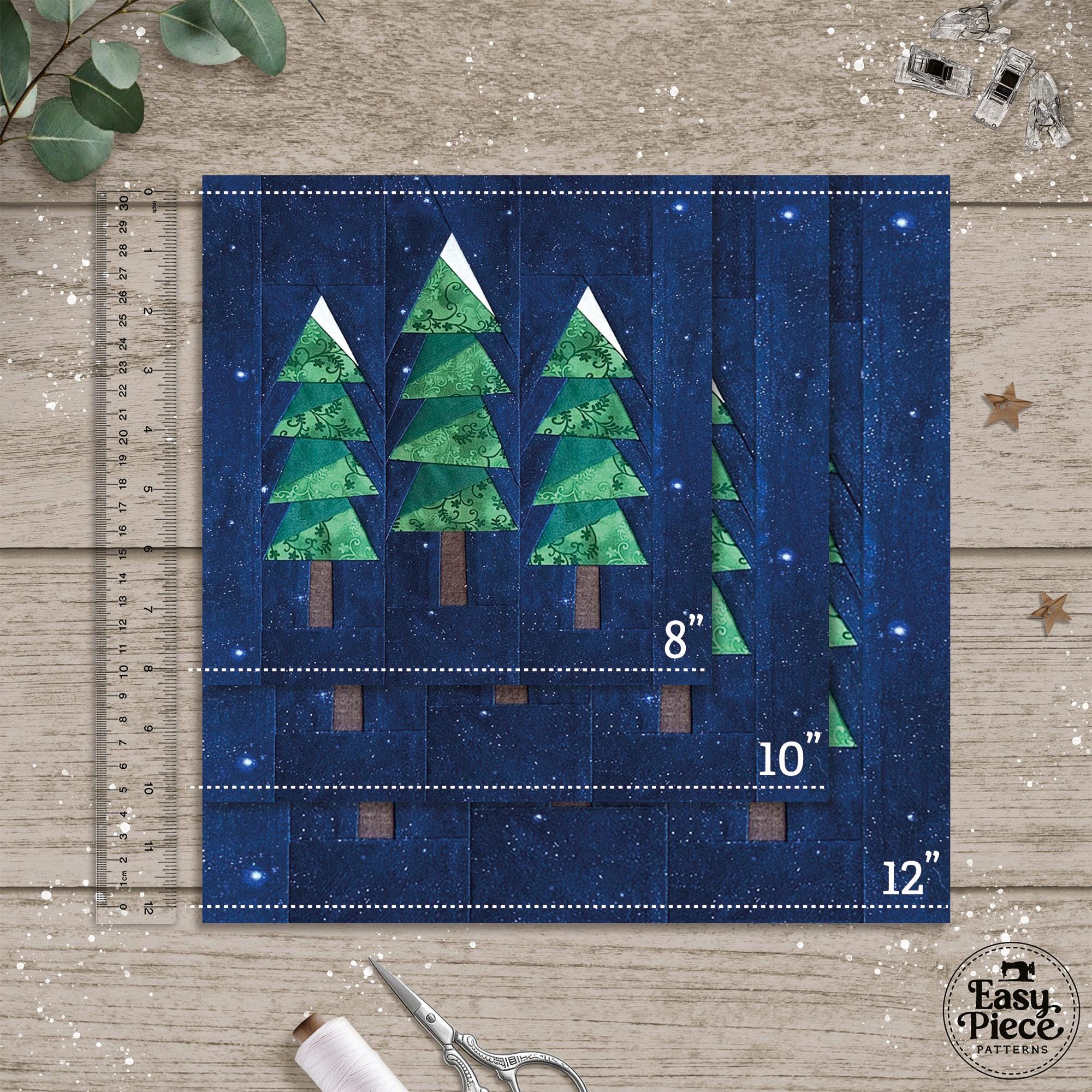 Forest in 3 Sizes, 8" 10" 12" Square. FPP Foundation Paper Piecing ...