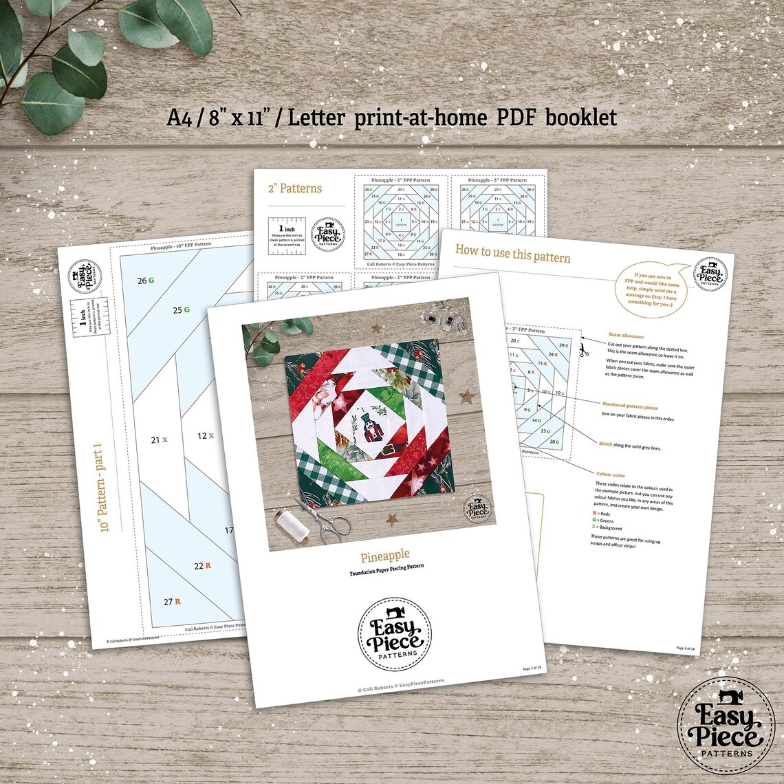 4 Classics in 8 Sizes: 2 to 10 Inches. FPP Quilt Block Patterns ...