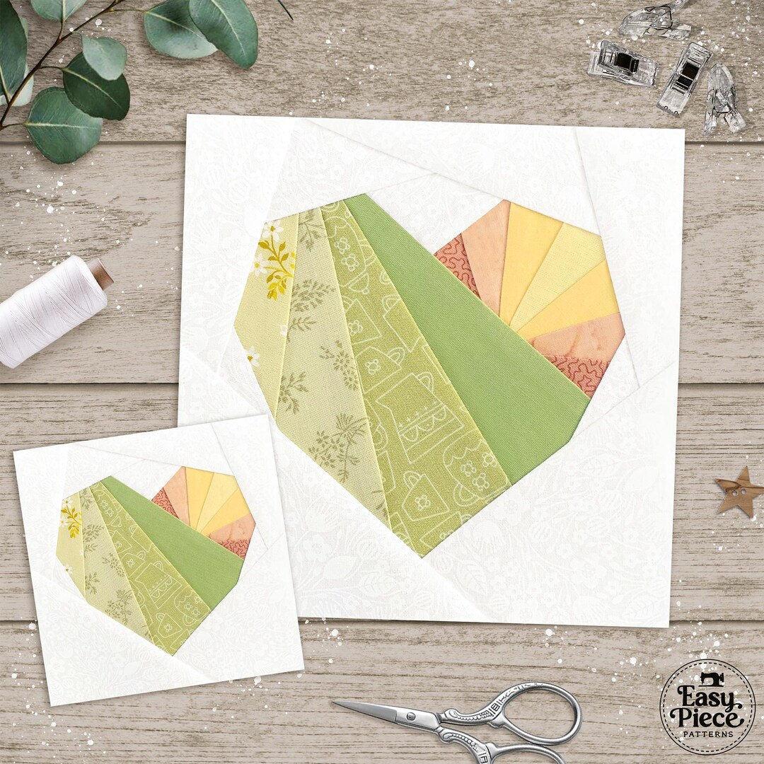 Sunrise Heart in 6 Sizes, 3" 4" 5" 6" 8" 10". FPP Foundation Paper ...