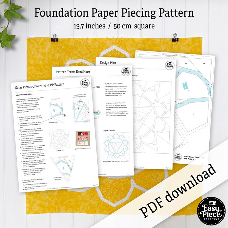 7 Chakras 7 FPP Quilt Block Patterns 50cm / 19.7 Square - Etsy