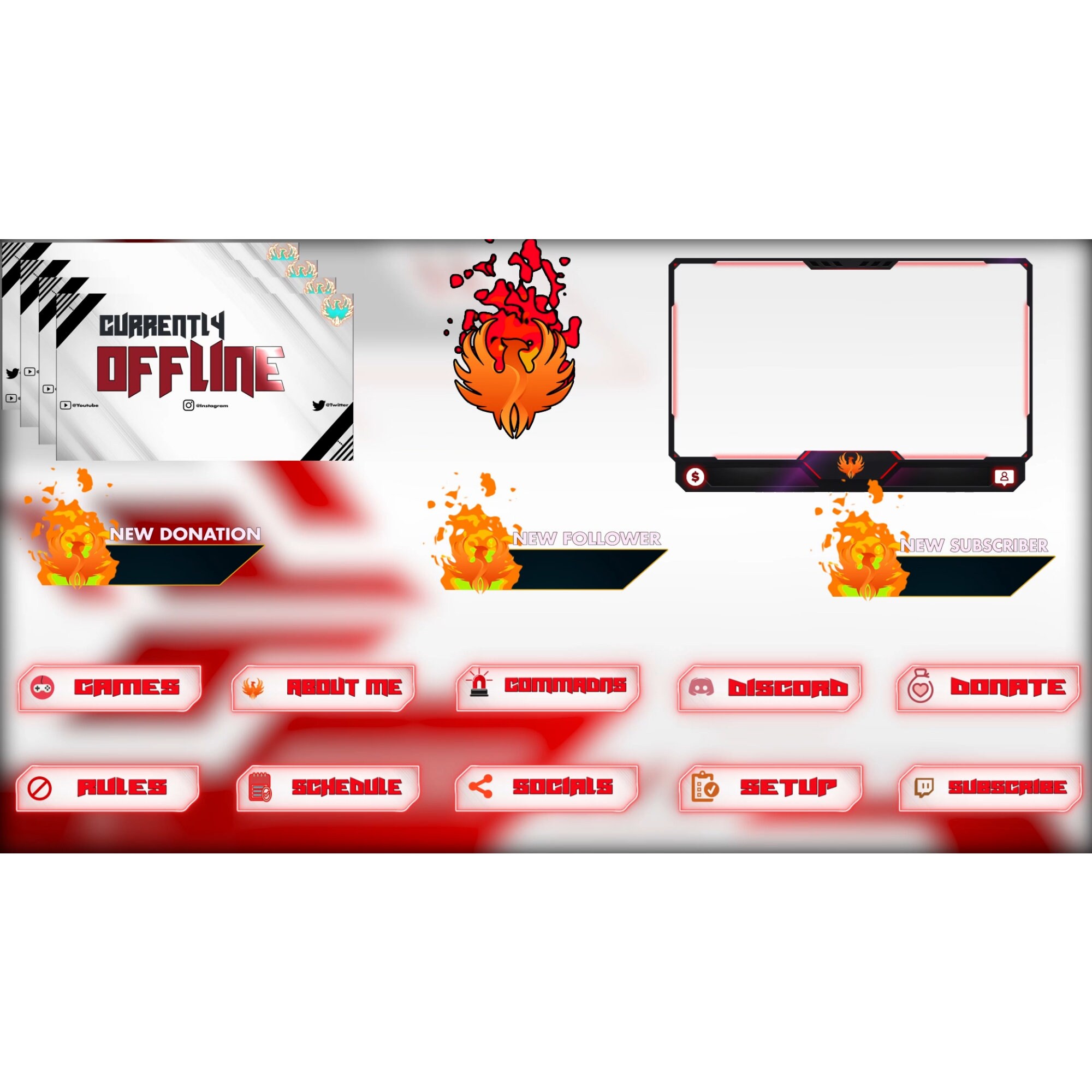 Twitch Animated White Theme Stream Overlay Package, Anime Style Overlay ...