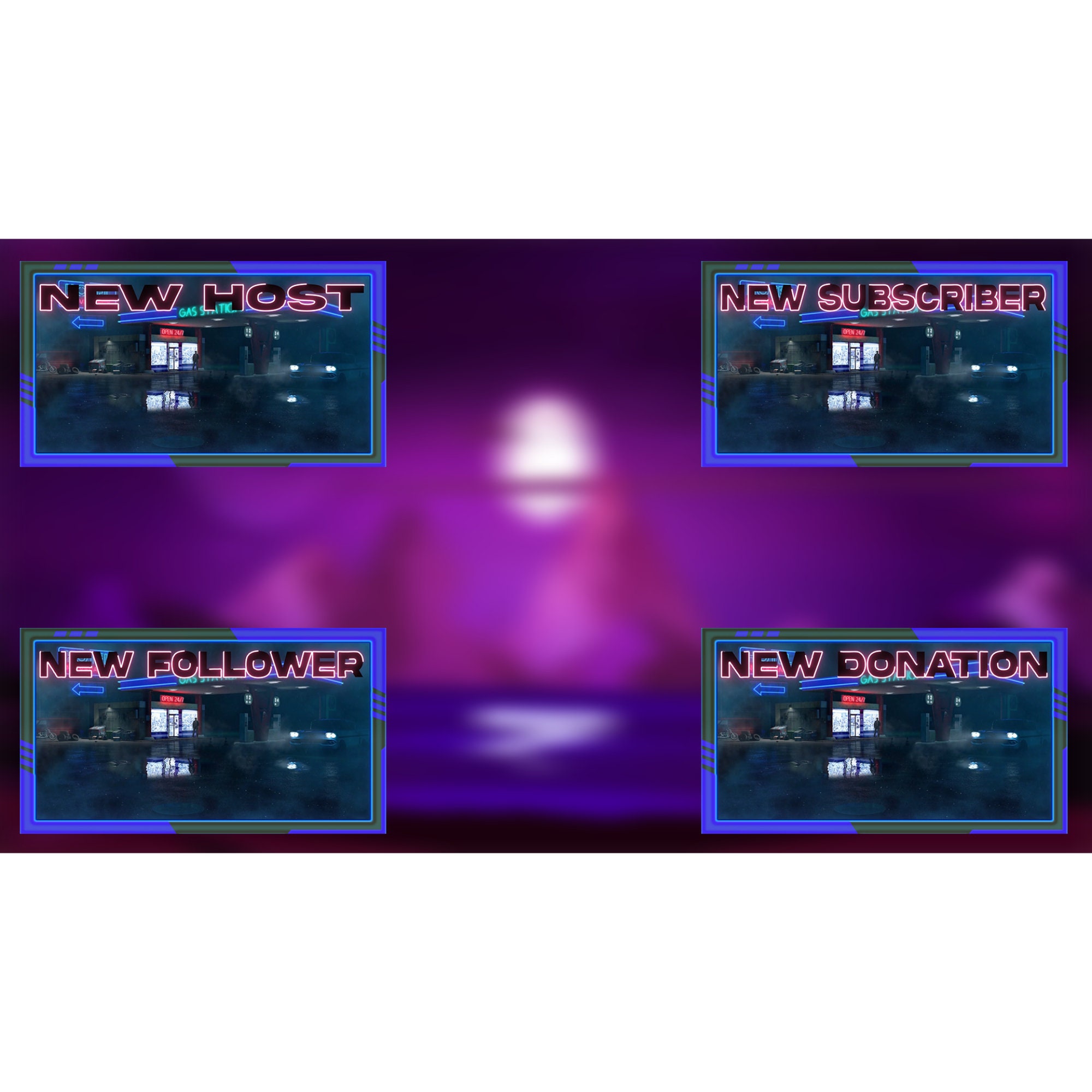 Twitch Stream Overlay, Neon Blue Lo-fi Themed Overlay for Twitch ...