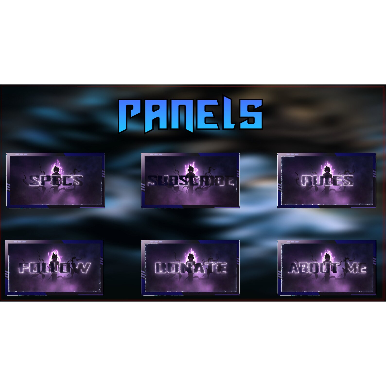 Twitch Animated Anime Stream Overlay Package, Vegeta Style Overlay ...