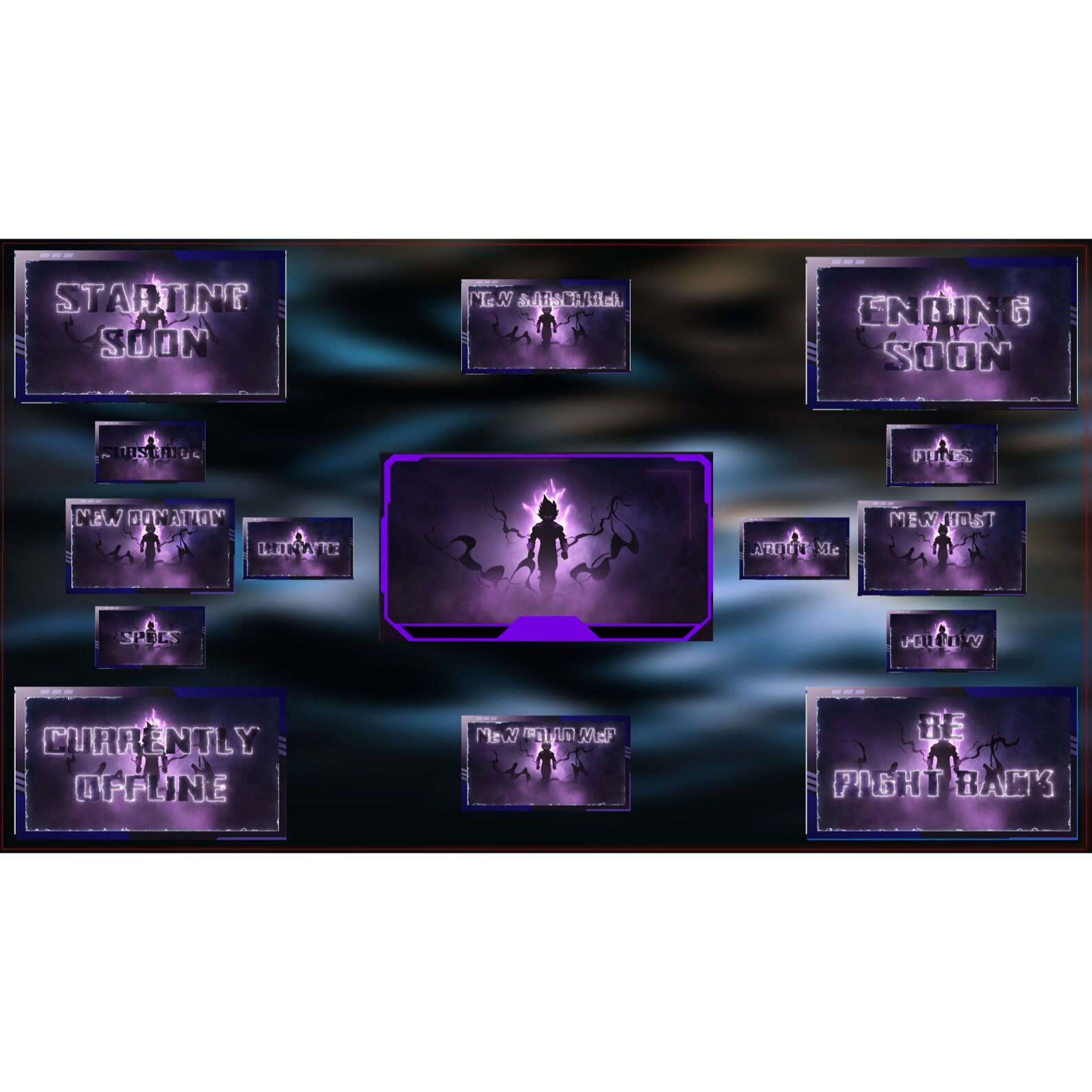 Twitch Animated Anime Stream Overlay Package, Vegeta Style Overlay ...