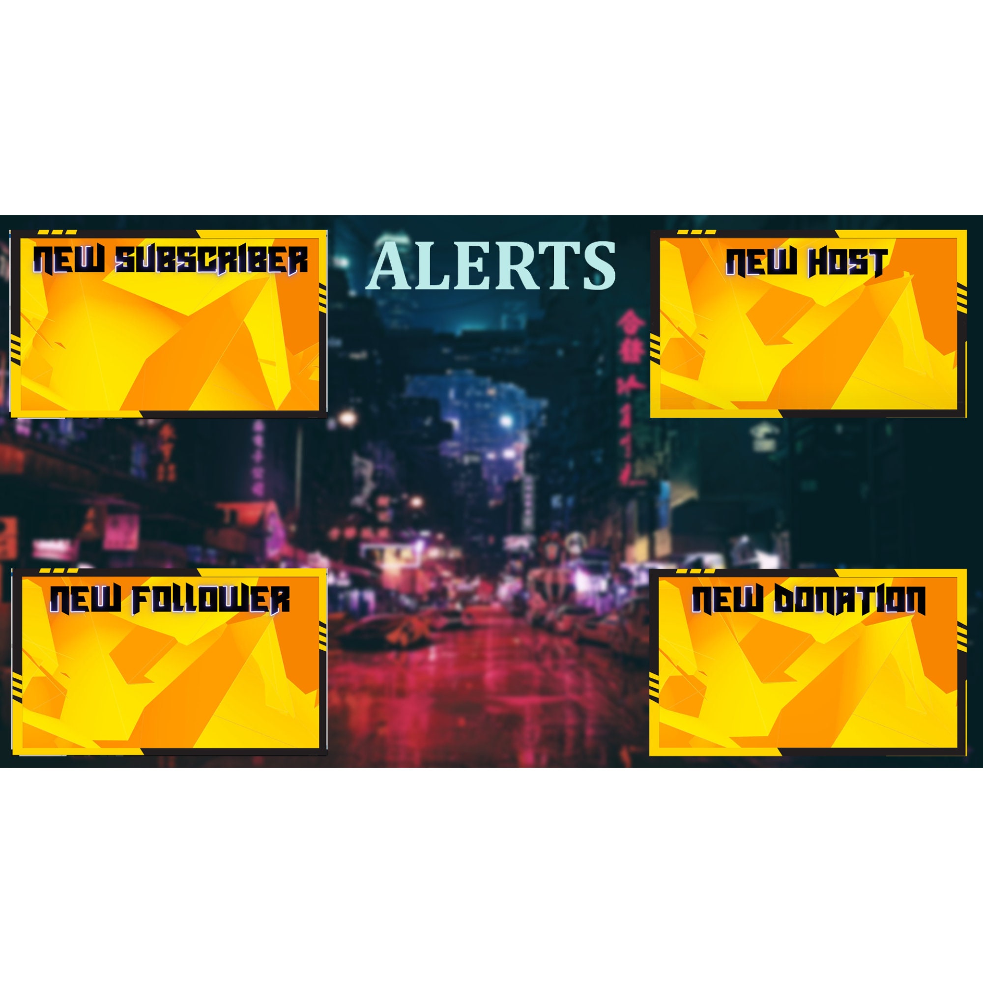 Twitch Animated Anime Stream Overlay Package, Cyberpunk Style Overlay ...