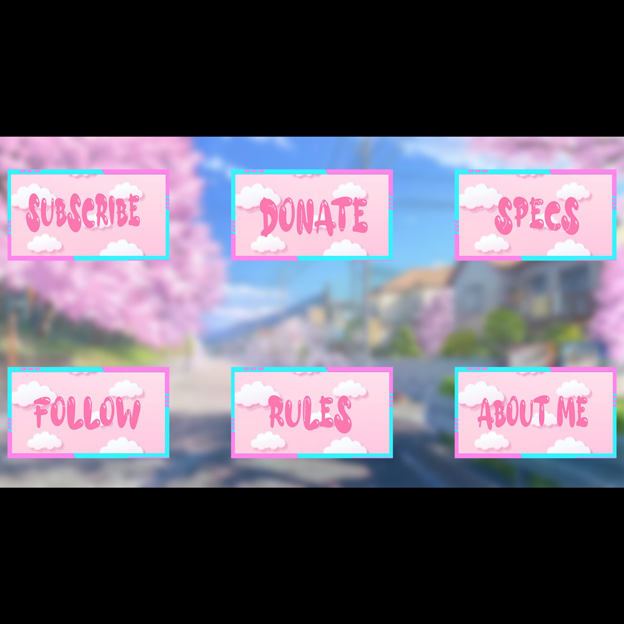 Twitch Animated Anime Theme Stream Overlay Package, Anime Style Overlay ...