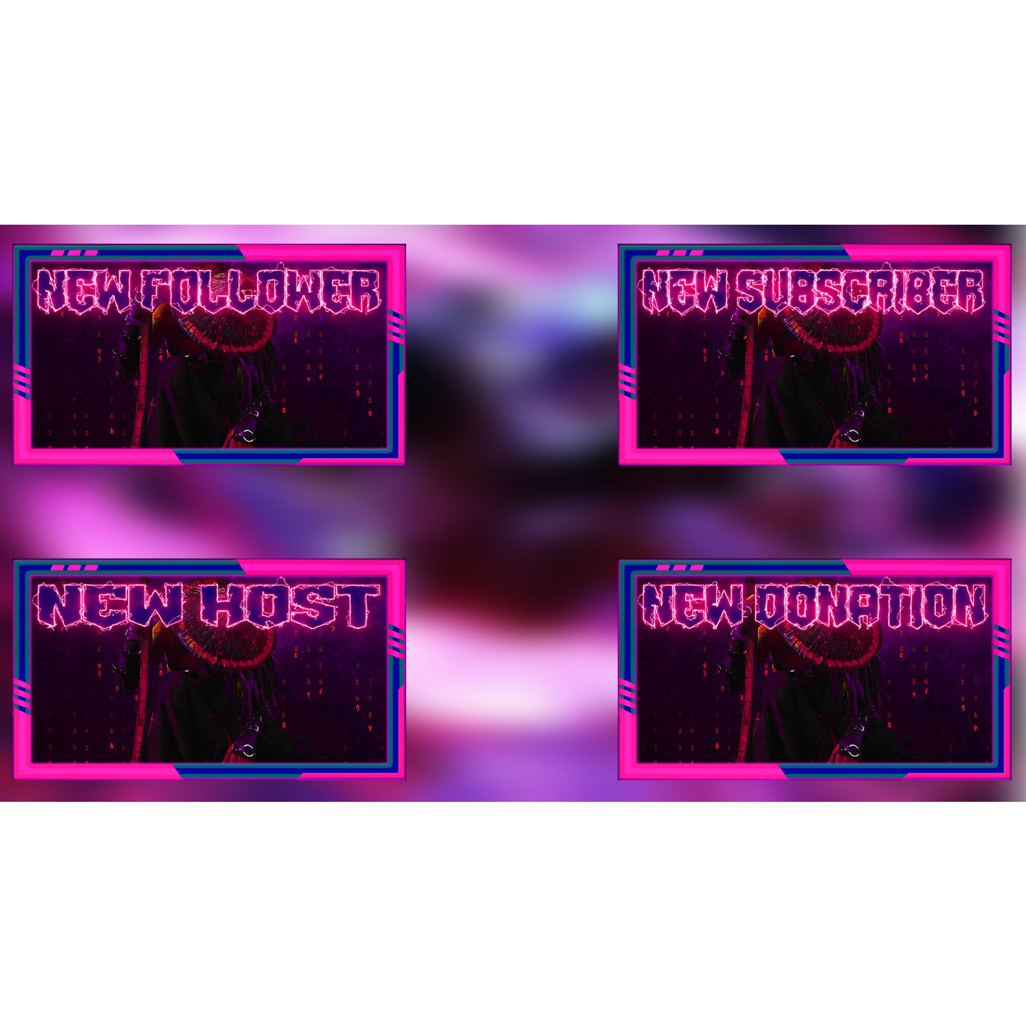 Twitch Stream Overlay, Ninja Lo-fi Blue and Red Themed Overlay for ...