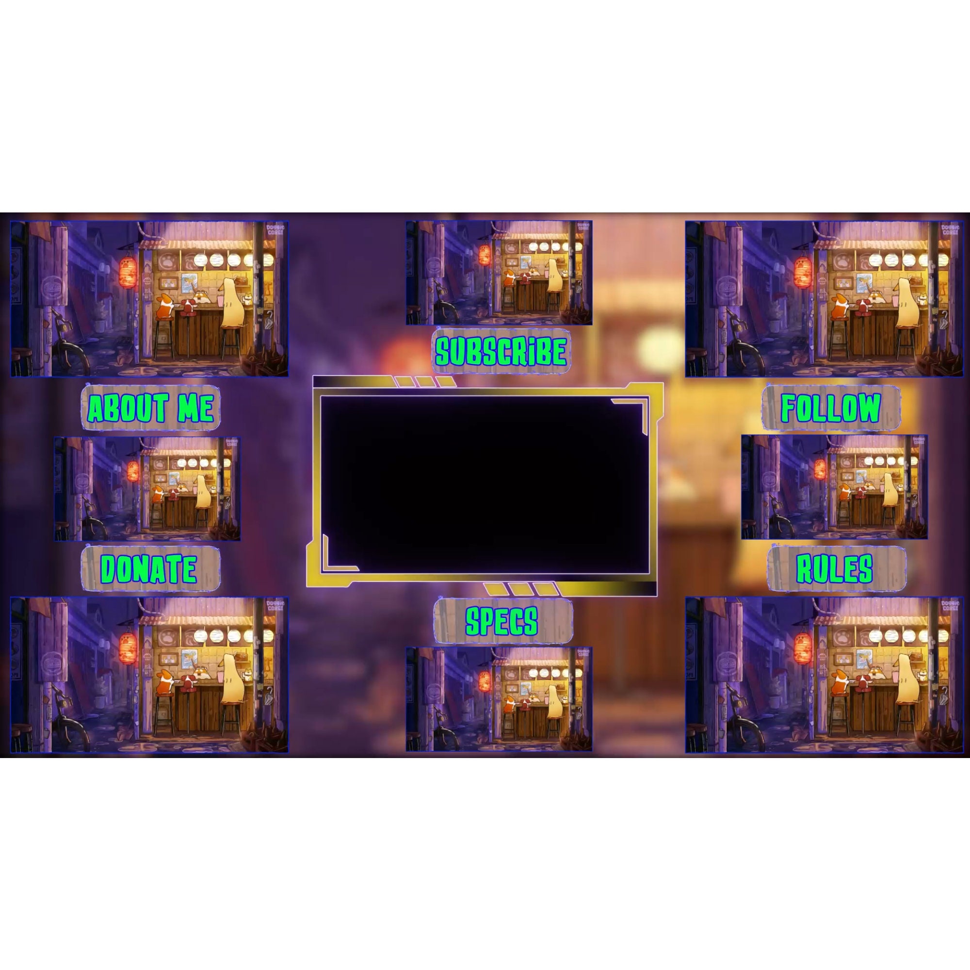 Twitch Animated Anime Stream Overlay Package, Cartoon Style Overlay ...