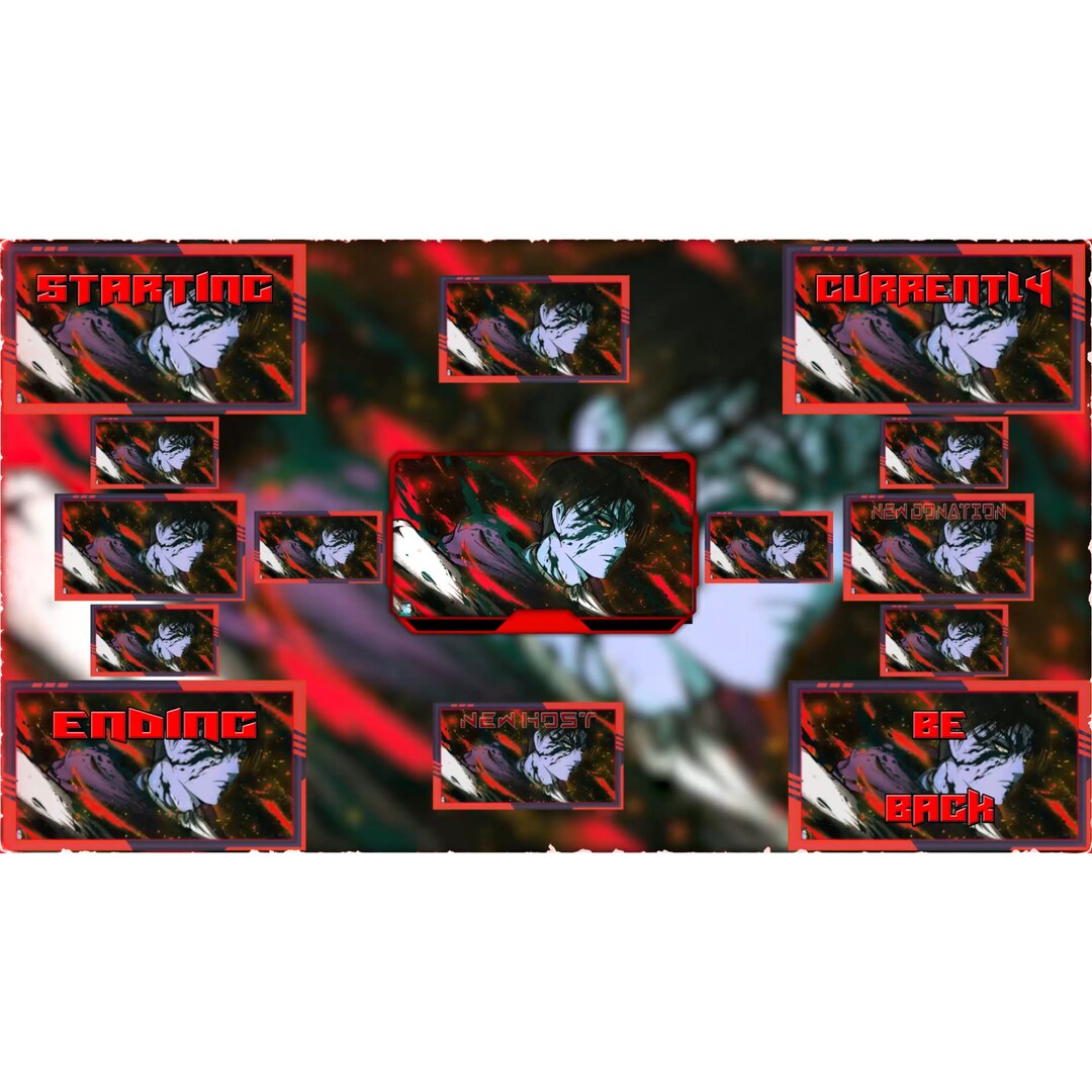 Twitch Animated Anime Stream Overlay Package, Levi Style Overlay ...