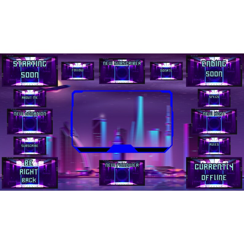 Twitch Stream Overlay Package Cyberpunk Style Overlay - Etsy