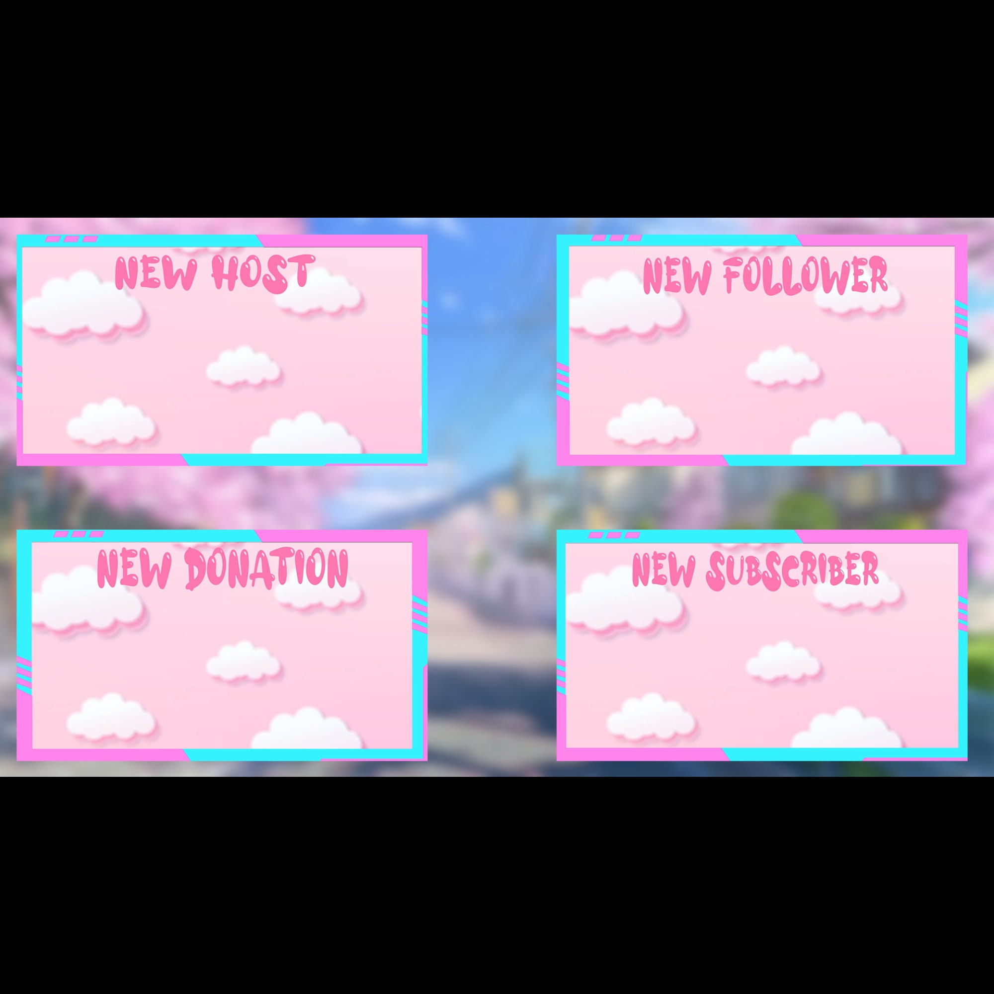 Twitch Animated Anime Theme Stream Overlay Package, Anime Style Overlay ...