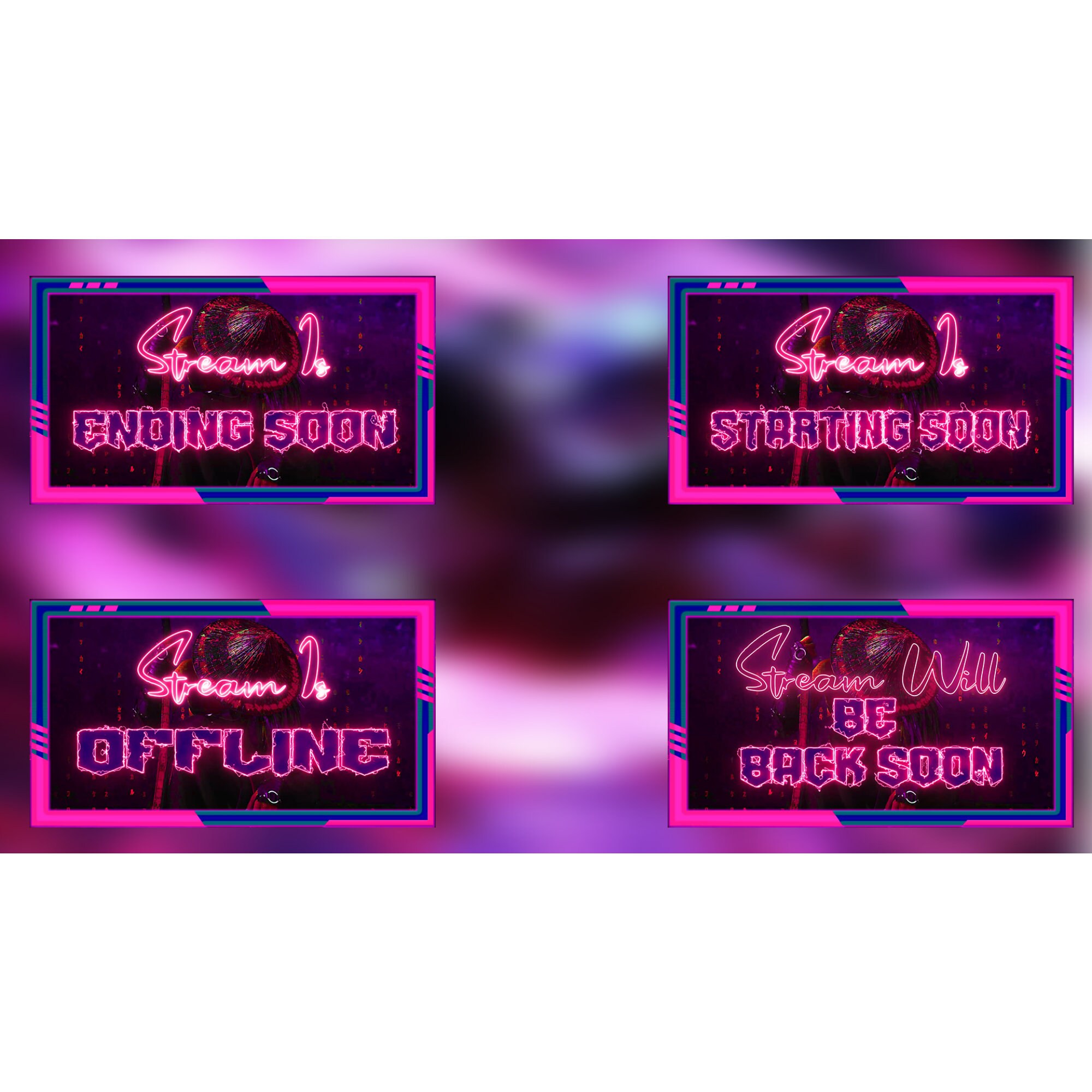 Twitch Stream Overlay, Ninja Lo-fi Blue and Red Themed Overlay for ...