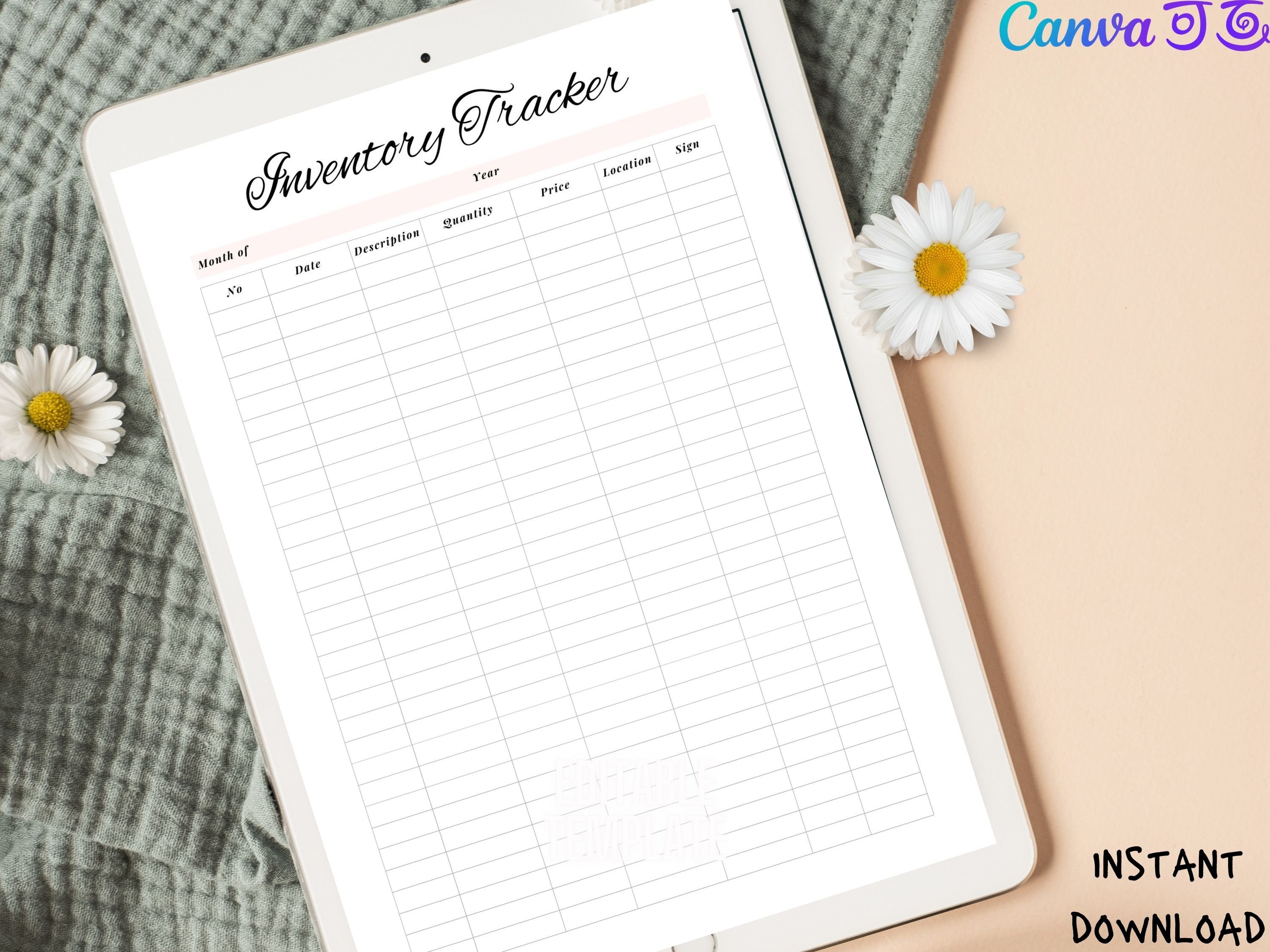 Editable Inventory Log Inventory Tracker Product Inventory Inventory ...
