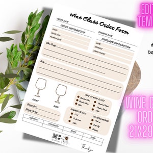 Wine Glass Order Form Editable Small Business Forms Craft Order Form ...