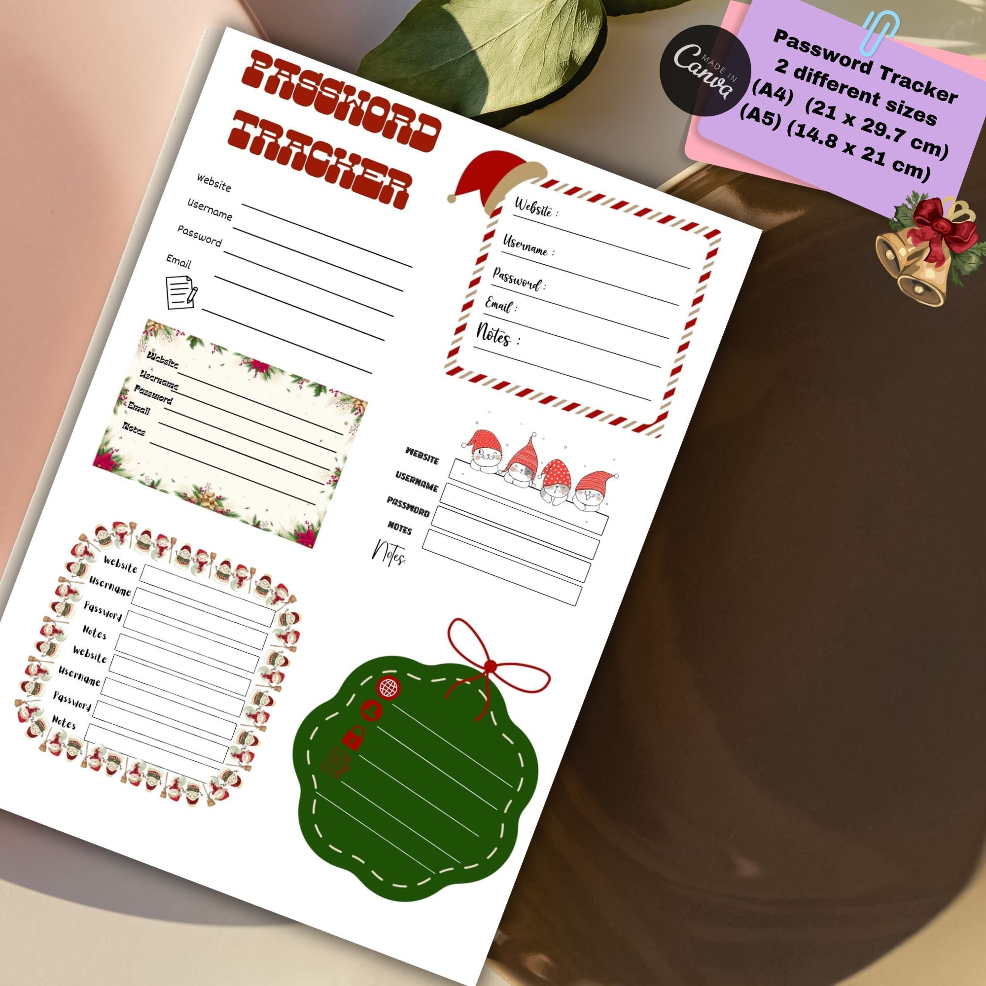 Editable Christmas Fillable Password Tracker BUNDLE, 4 Christmas ...
