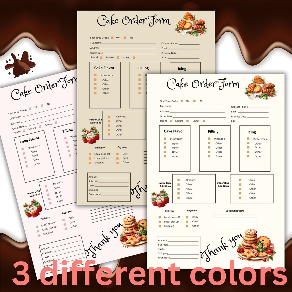 Editable Cake Order Form Bakery Order Form Printable Template Cupcake ...