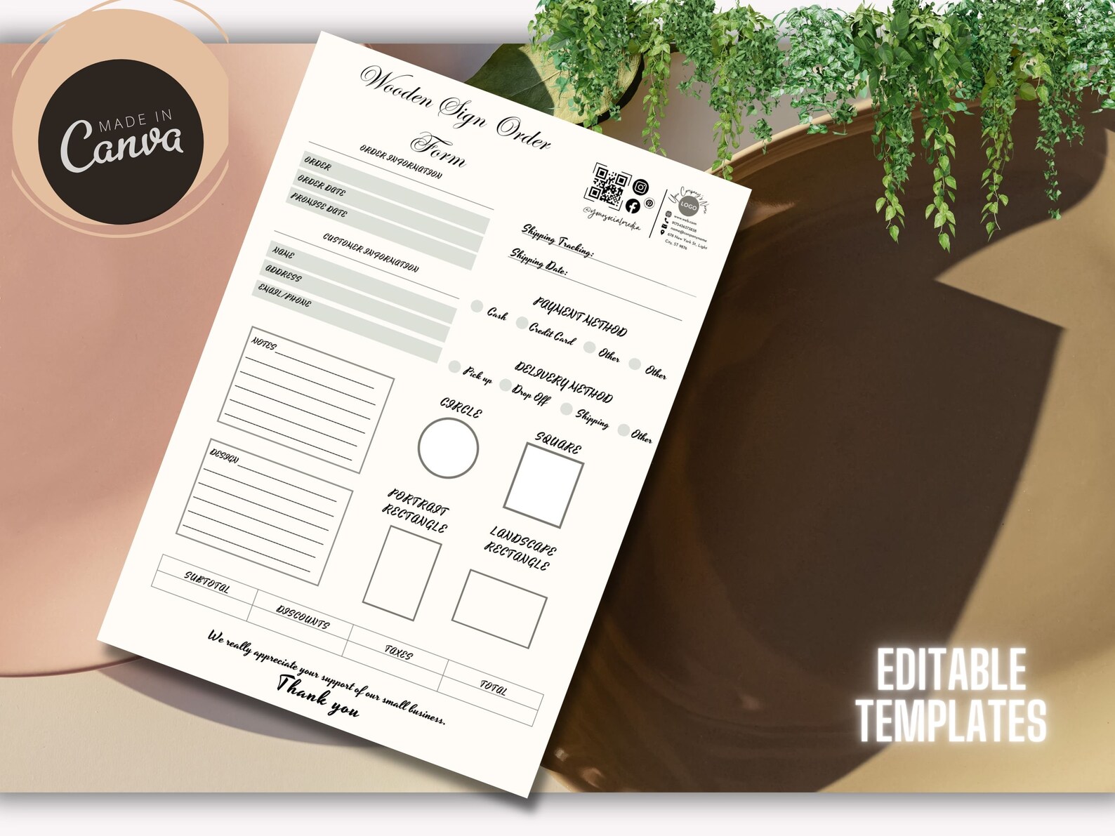 Wooden Sign Order Form Template Printable Craft Sign Order Form ...