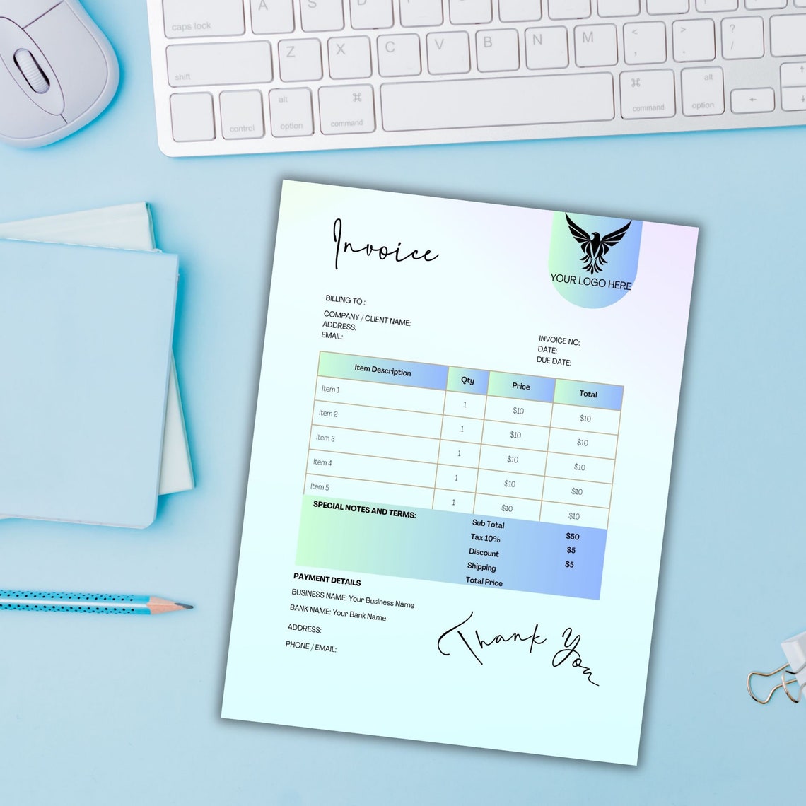 Invoice Template Receipt Template Business Template Printable Invoice ...