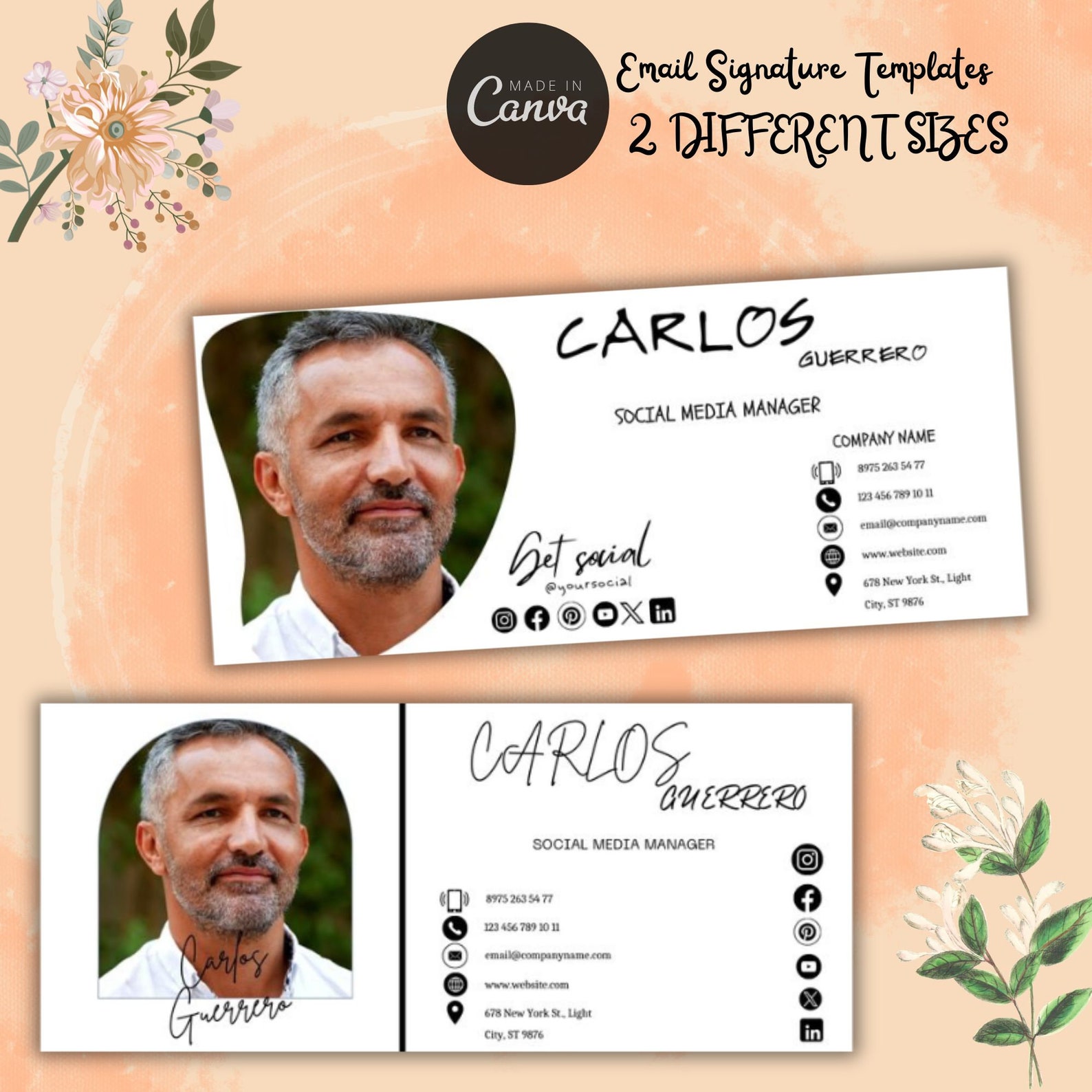 Professional Email Signature Template With Two Different Sizes Email ...