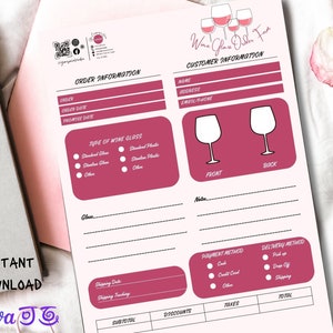 Wine Glass Order Form Editable Small Business Forms Craft Order Form ...