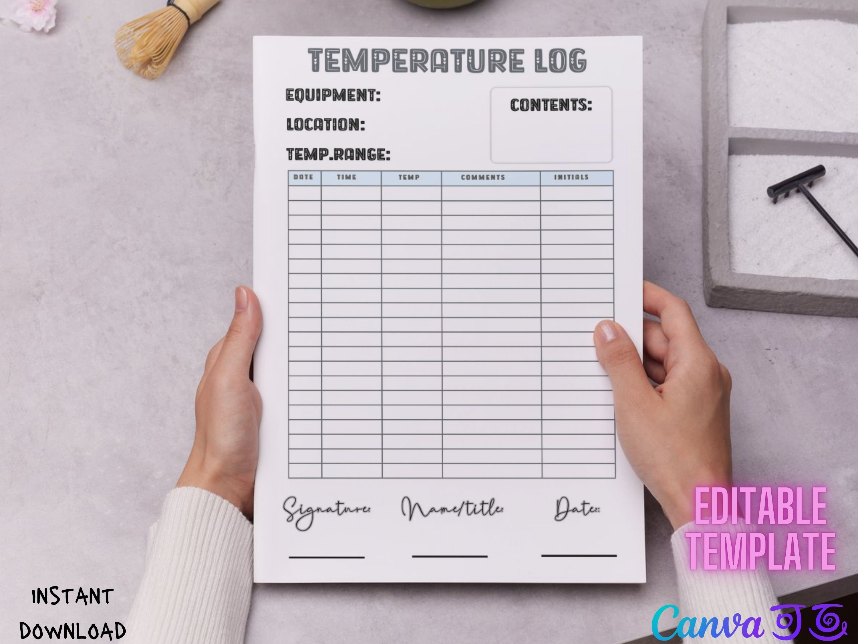 Temperature Log Daily Refrigerator Printable Temperature Check Sheet ...