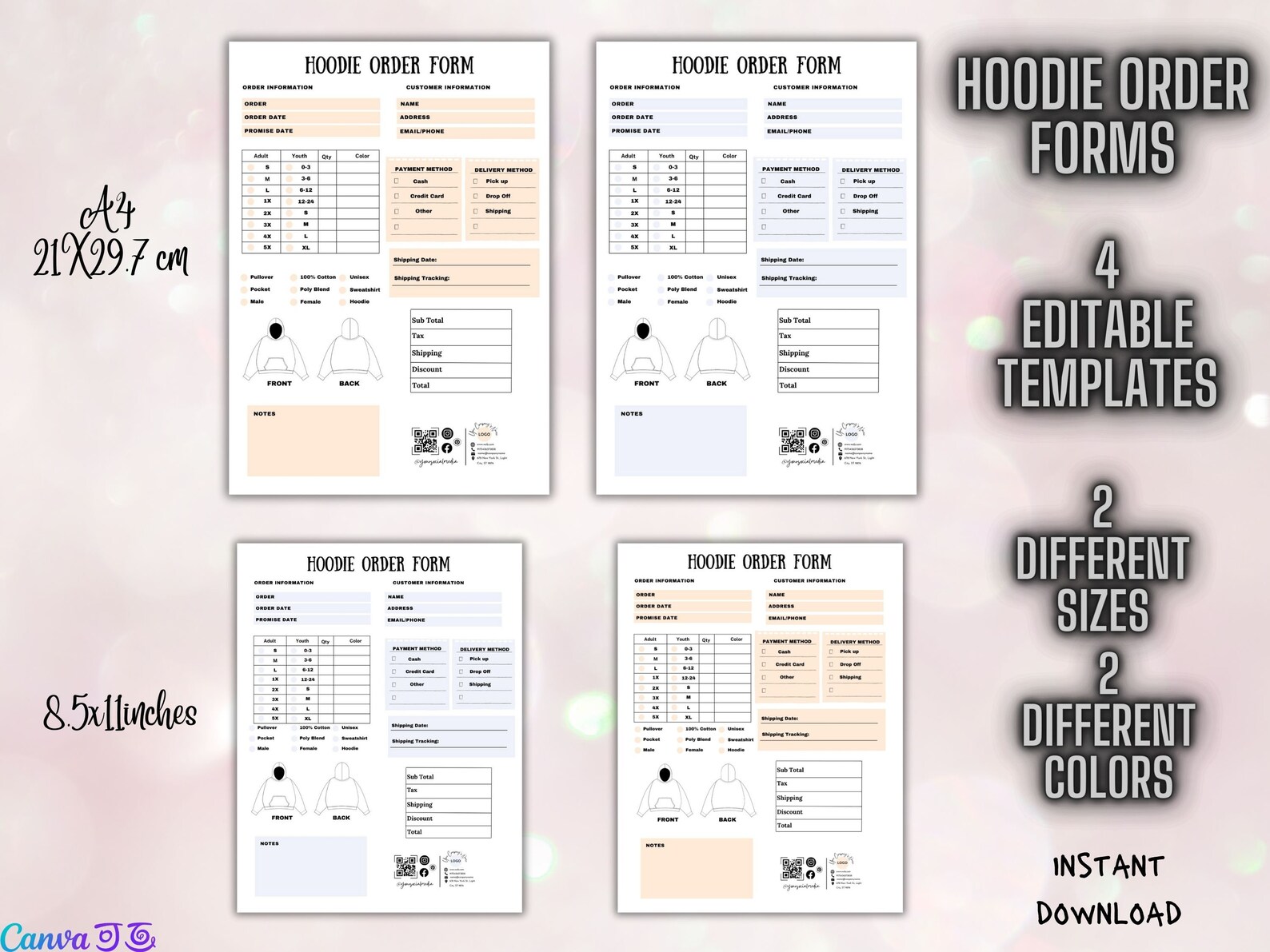 Printable Hoodie Order Form Template Clothing Order Form Craft Order ...