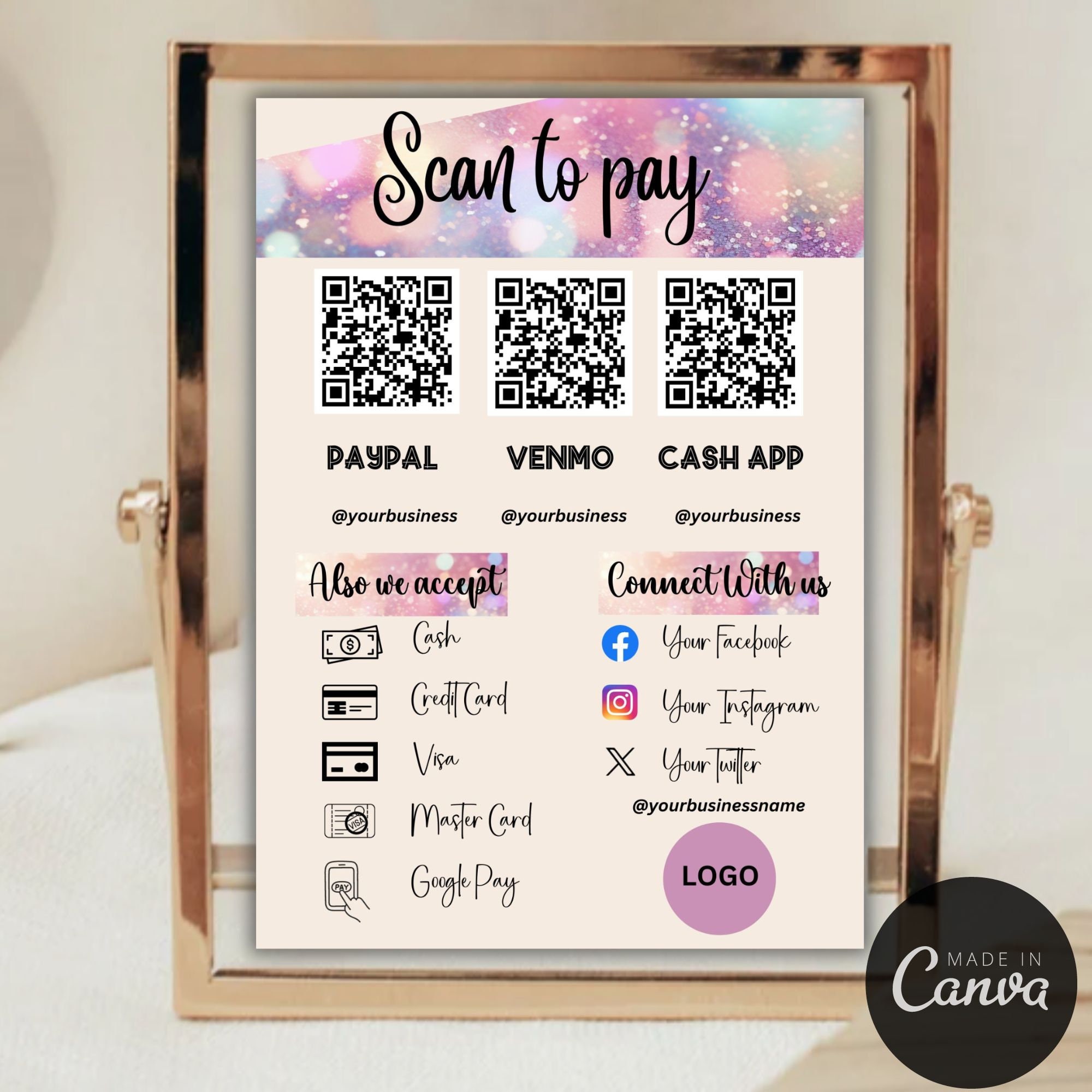Scan to Pay Template QR Code Template Scan to Pay Sign Small Business ...