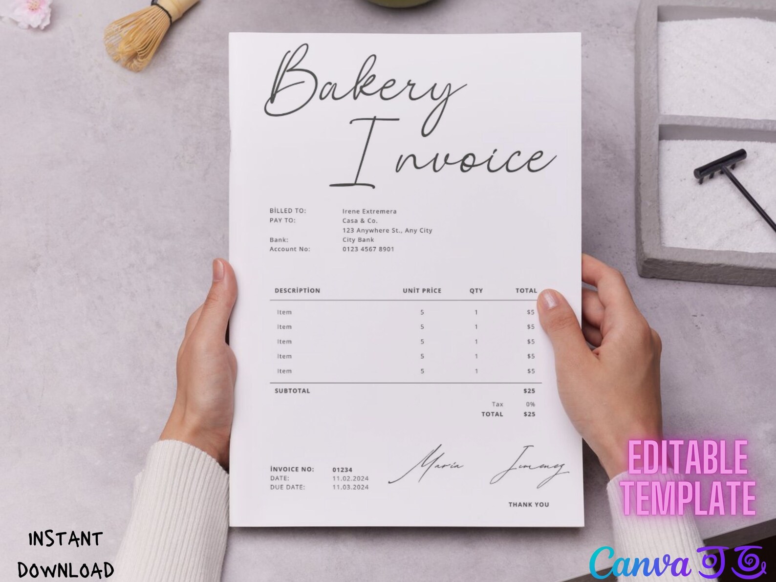 Bakery Invoice Template Receipt Template Business Template Printable ...