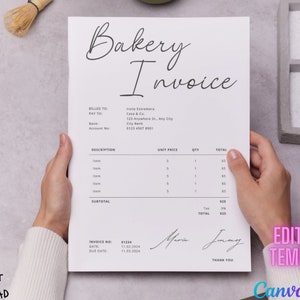 Bakery Invoice Template Receipt Template Business Template Printable ...