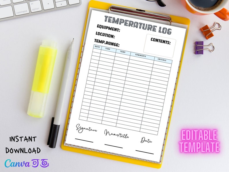 Temperature Log Daily Refrigerator Printable Temperature Check Sheet ...