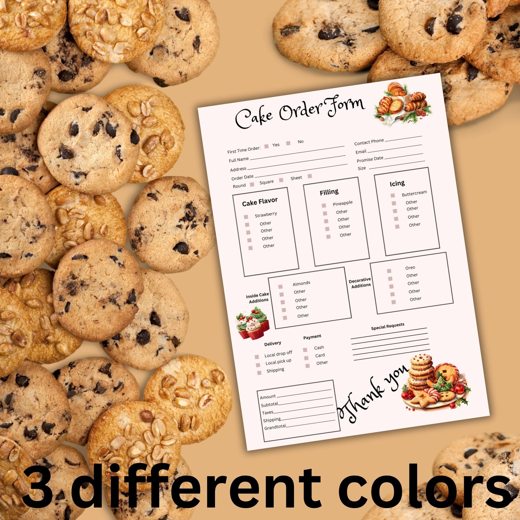 Editable Cake Order Form Bakery Order Form Printable Template Cupcake ...