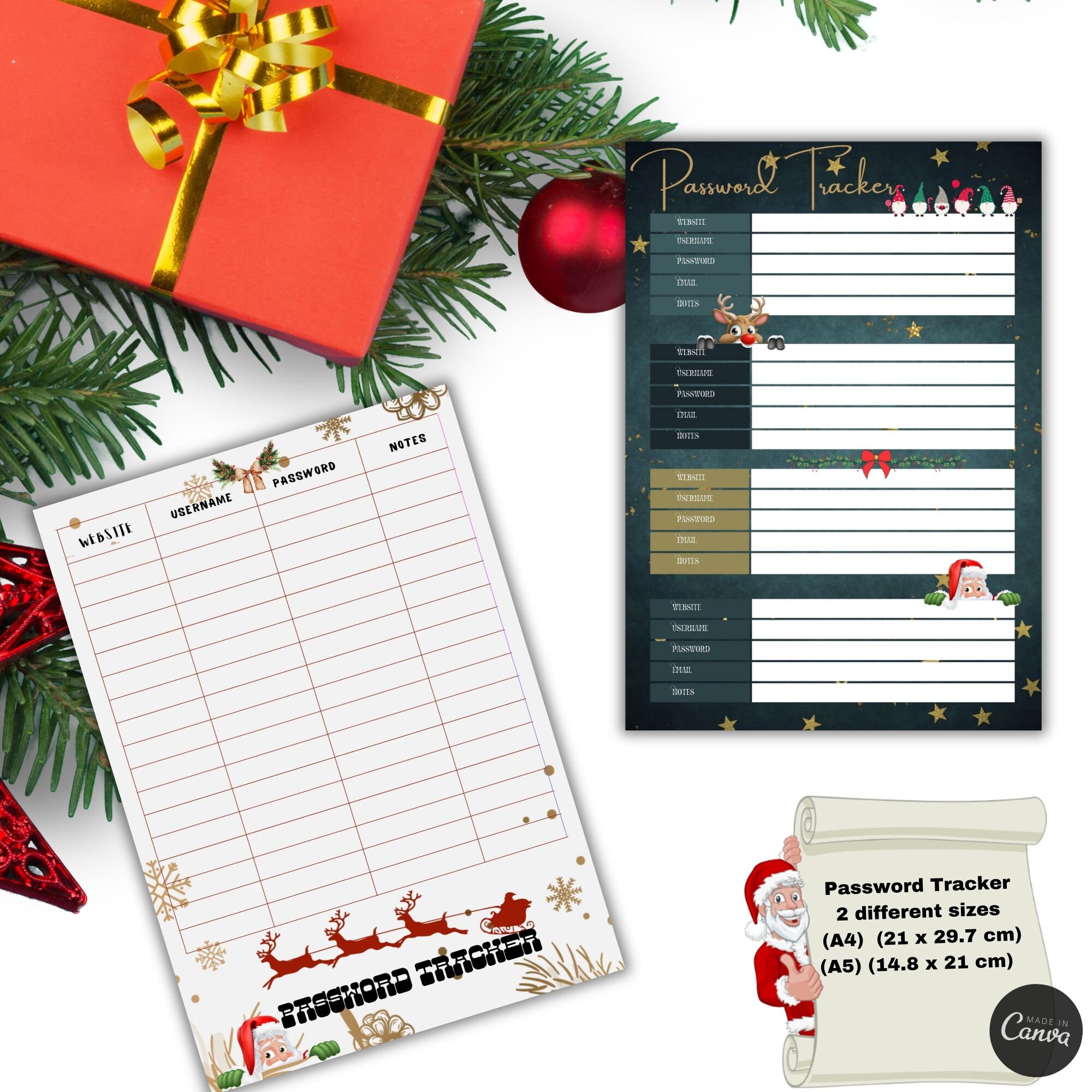 Editable Fillable Christmas Password Tracker BUNDLE, 4 Printable ...