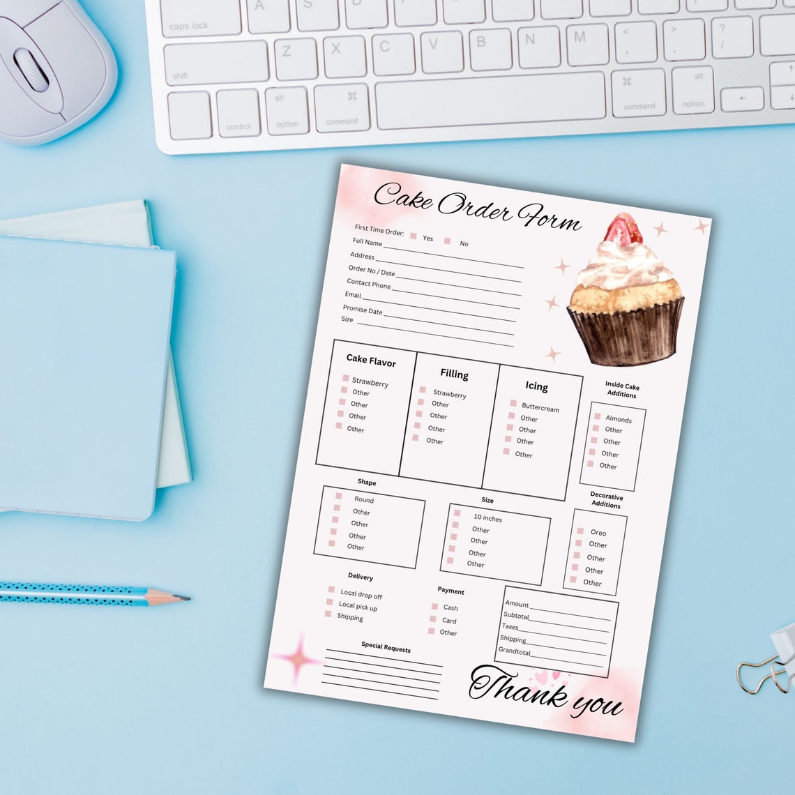 Editable Cake Order Form Template Cupcake Order Form Small Business ...