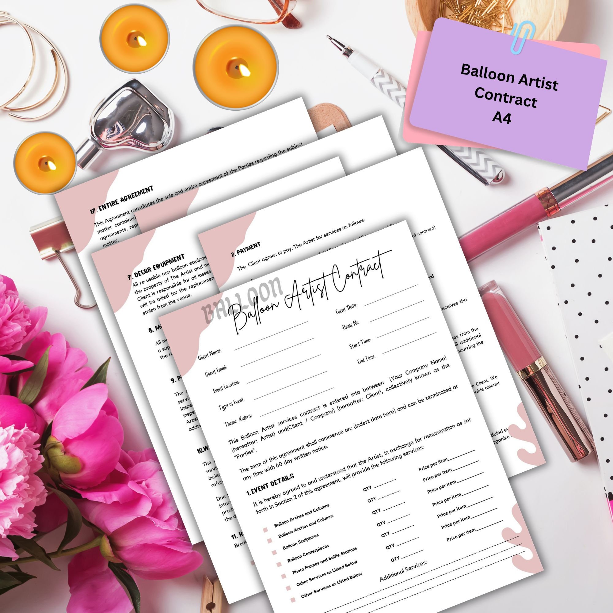 BALLOON Contracteditable Balloon Artist Contract - Etsy