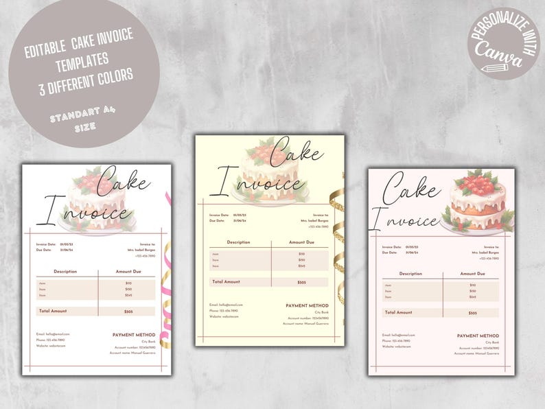 Cake Invoice Template Editable, Custom Order Form Printable for Small ...
