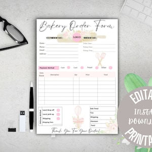 Editable Bakery Order Form Template, Customizable PDF for Cake, Cookie ...