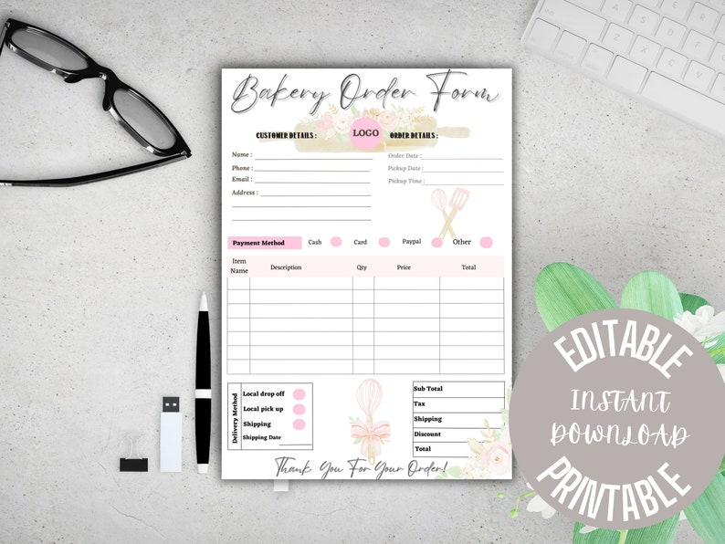 Editable Bakery Order Form Template, Customizable PDF for Cake, Cookie ...